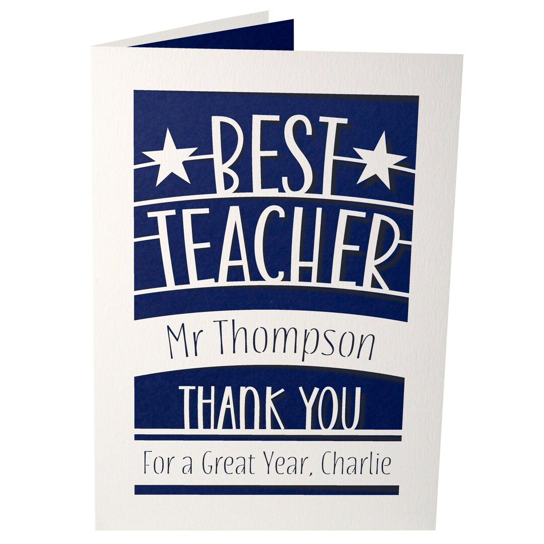 Teacher Thank You Card Best Teacher Personalised Card Generous A5 Size ...