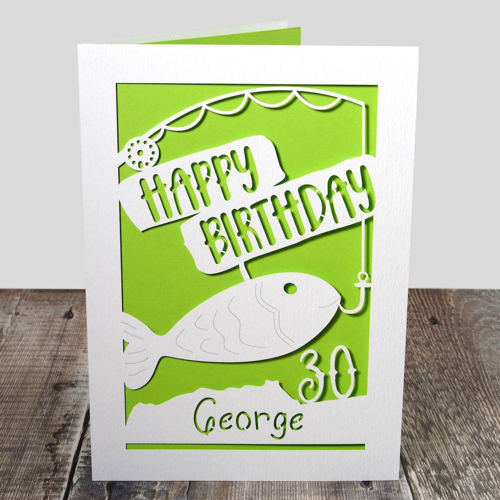 Fishing Themed Birthday Card for ANY AGE Personalised Name & | Etsy