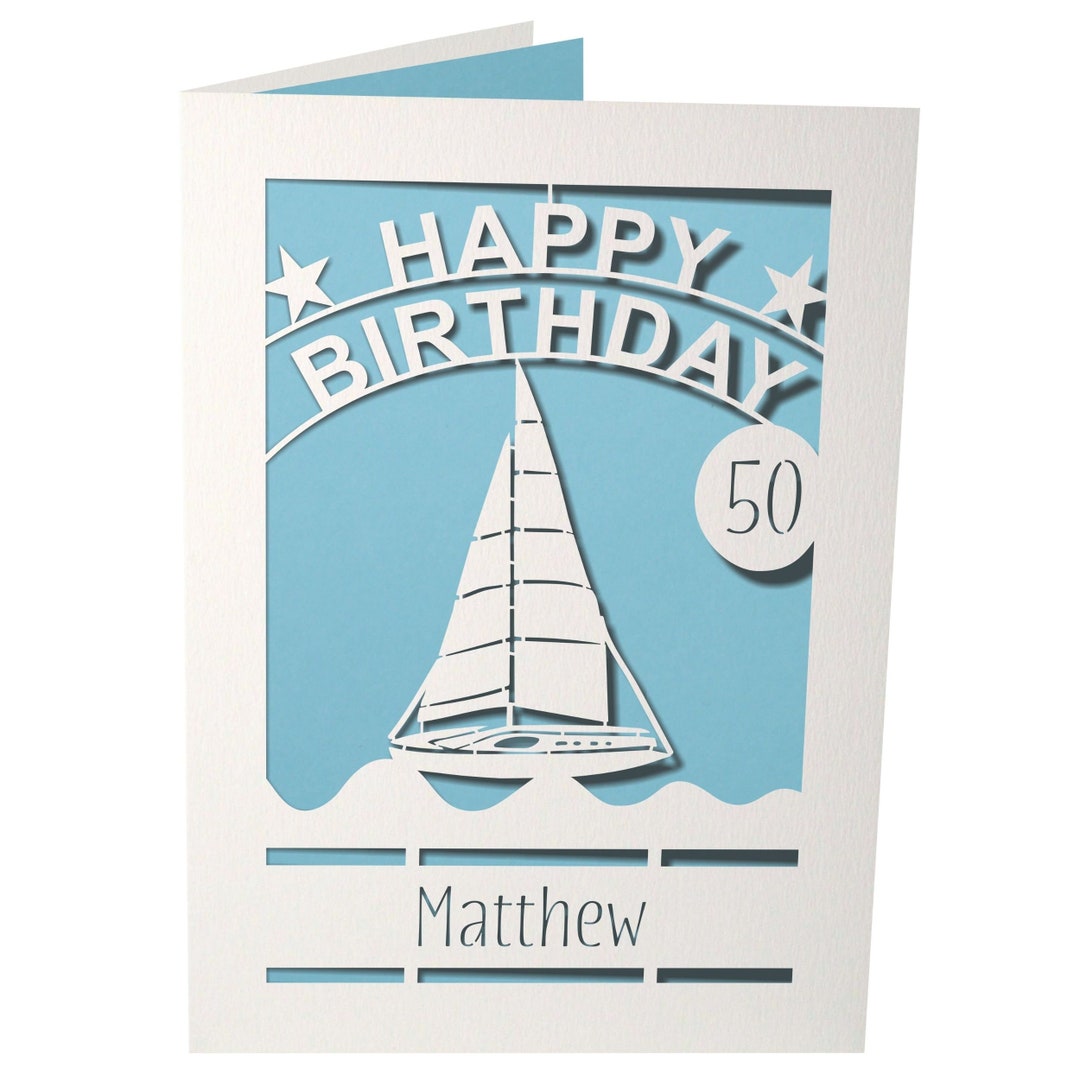 Sailing Yacht Boat Birthday Card - Boat Themed Birthday Card ...