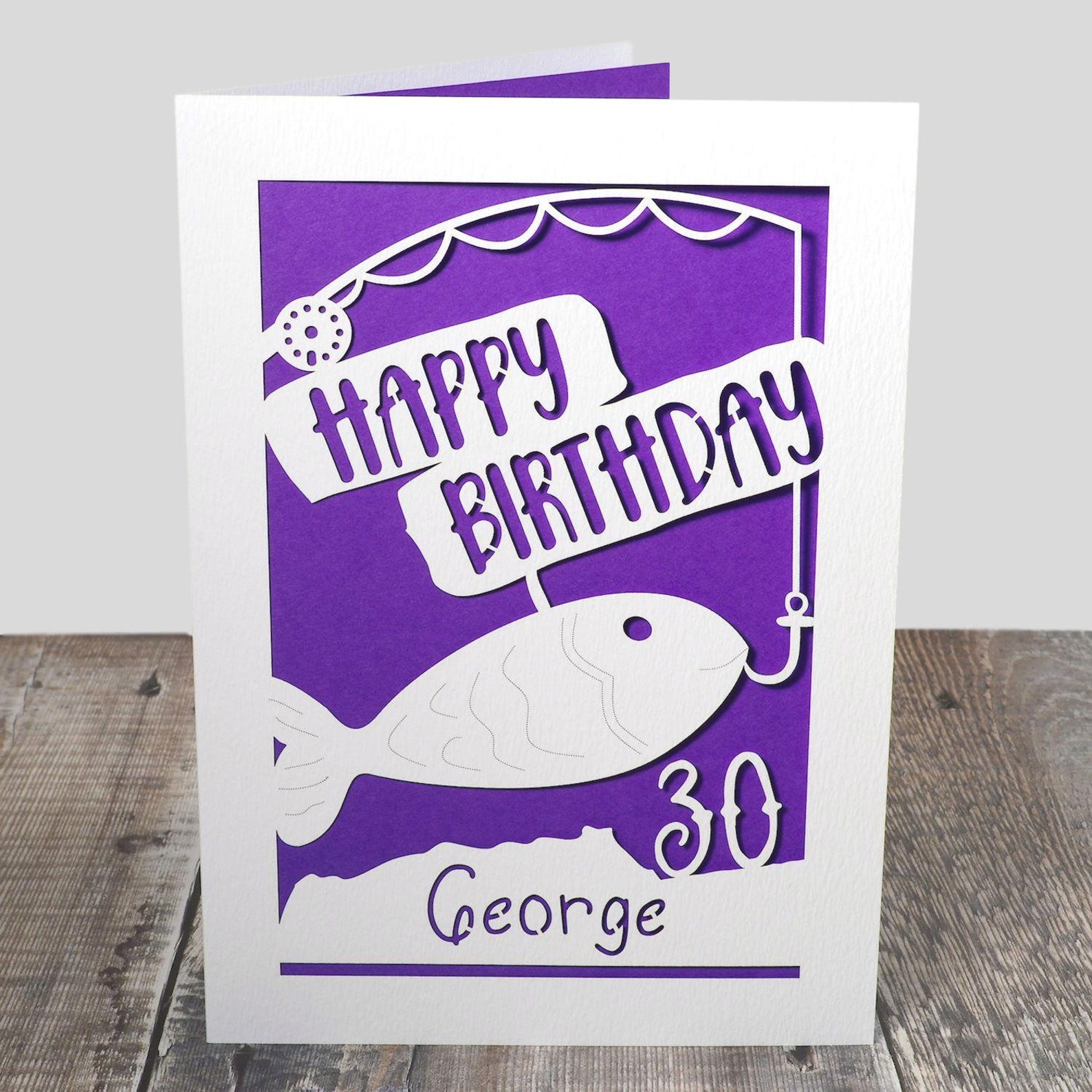 Fishing Themed Birthday Card for ANY AGE Personalised Name & | Etsy