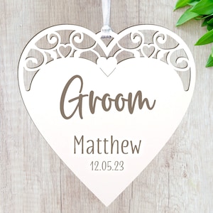Bride and Groom Wedding Heart Tags Decoration - 1 Pair of Bride and ...