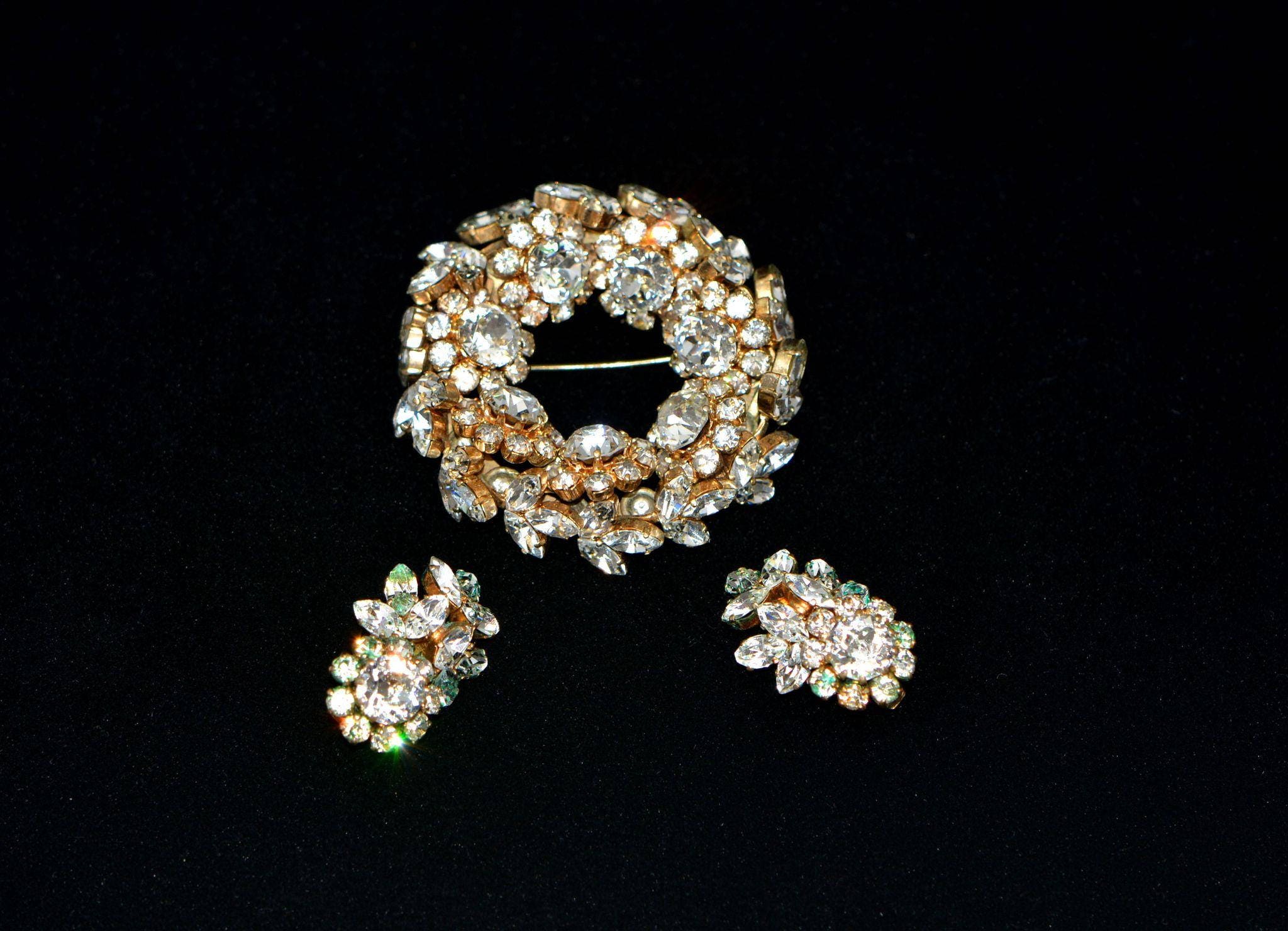 Vintage Austrian schoffel and Co Rhinestone 40s Set/brooch/earrings ...
