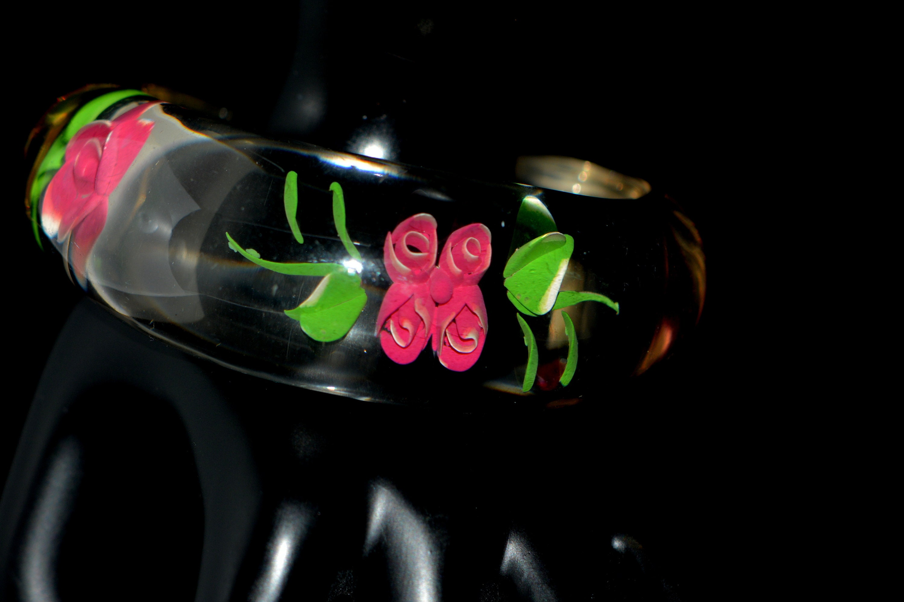 Vintage Wide Bangle Lucite Flower Bracelet Ts For Her Etsy