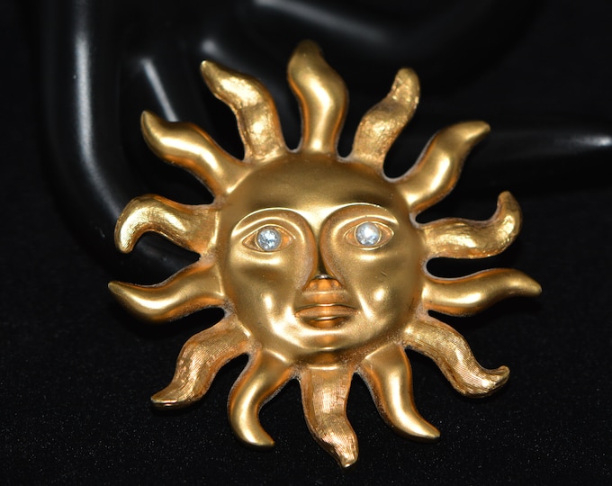 Vintage Alva Museum Replica Sunburst Smiling Sun Face Pin Brooch Matte ...