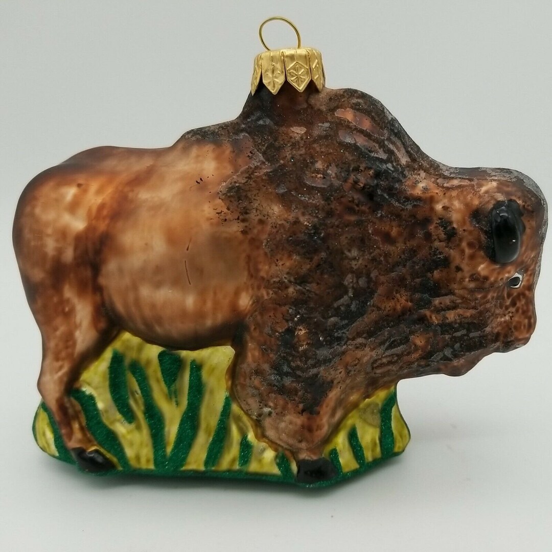 Bison Buffalo Blown Glass Christmas Ornament Tree Decoration Made in ...