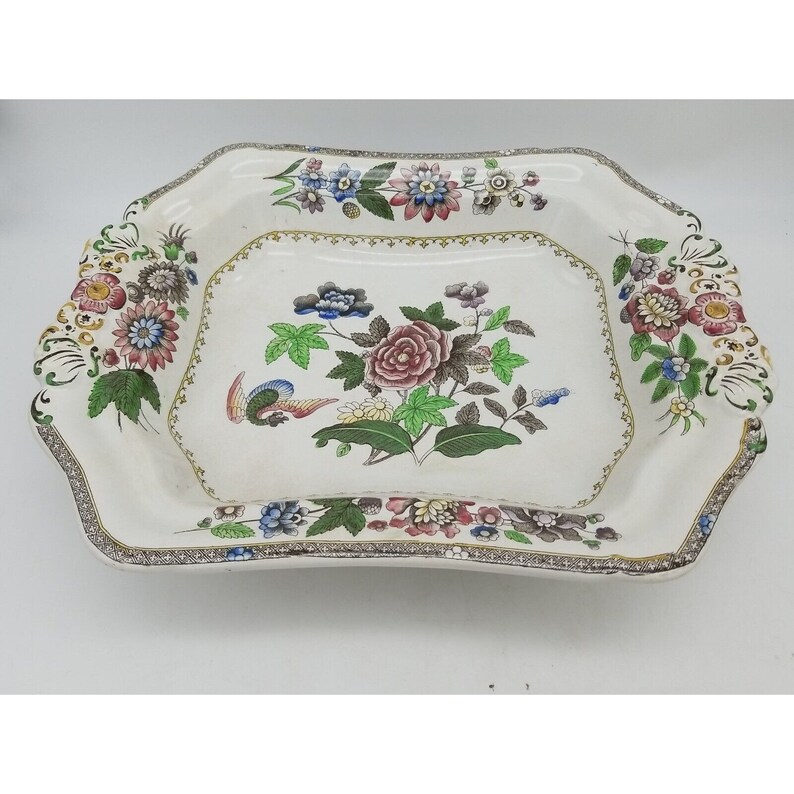 Copeland Spode England Heron Pattern Rectangular Serving Dish Platter Bowl - Etsy