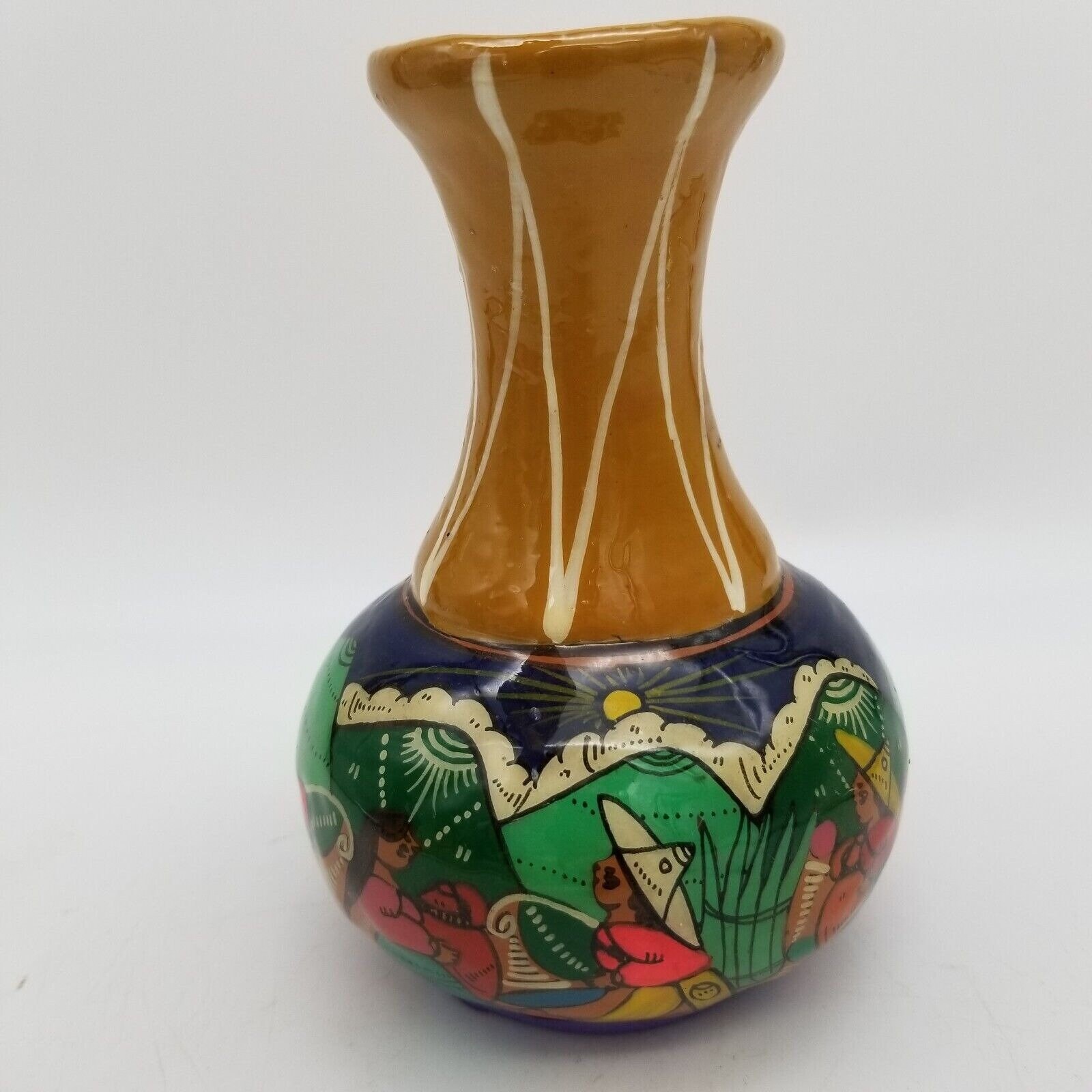 South America Mexico Folk Art Pottery Bud Vase Hand Painted 6 - Etsy
