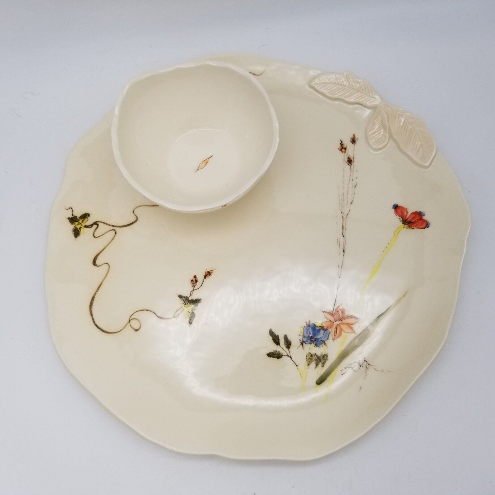 Hand Painted Ceramic Chips and Dip Dish Plate Signed Dated - Etsy