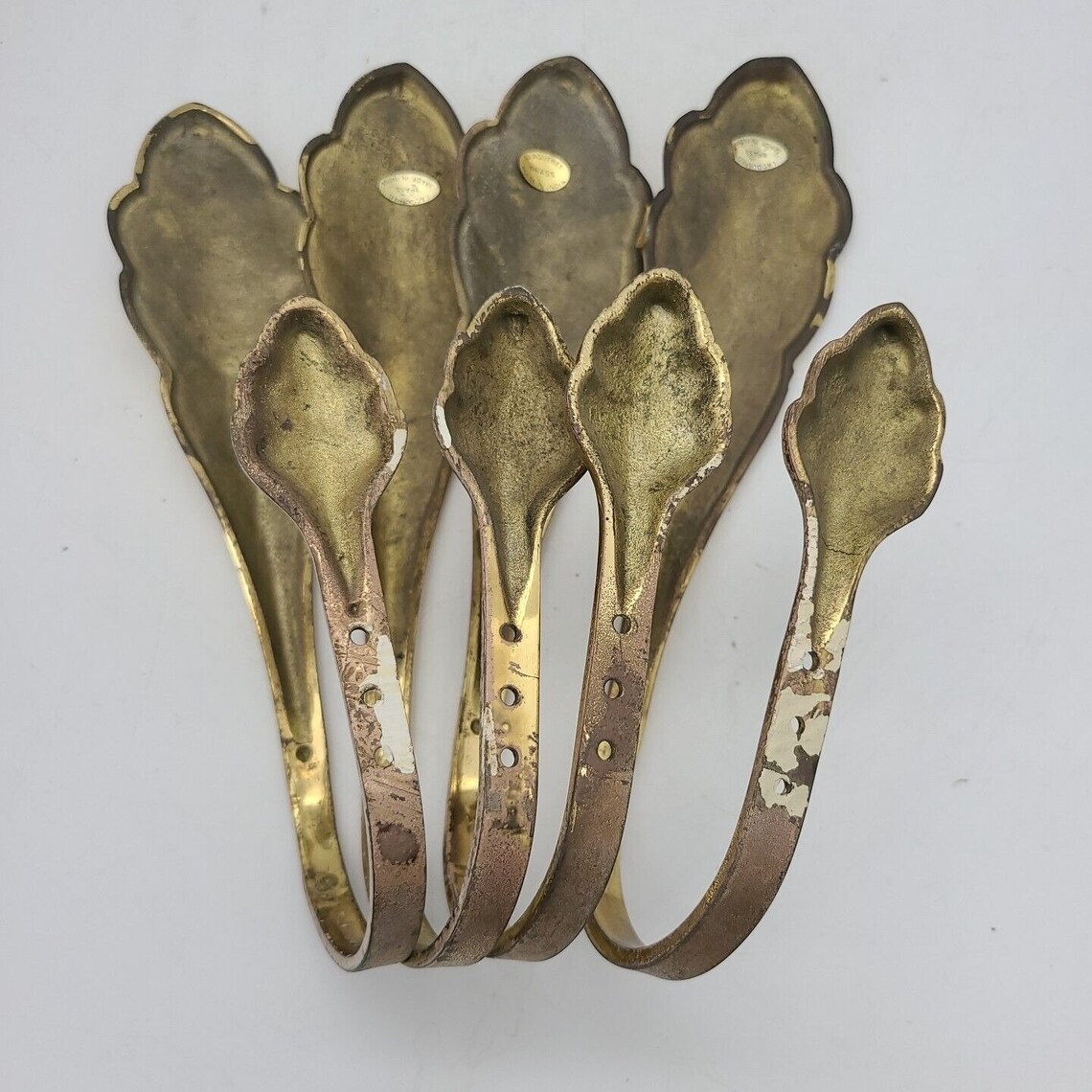 4 Lacquered Brass Brackets Curtain Rod Holders Wall Hooks Vintage MCM ...