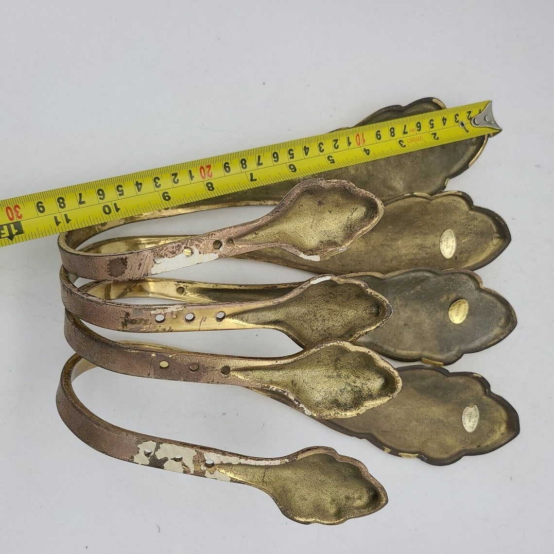 4 Lacquered Brass Brackets Curtain Rod Holders Wall Hooks Vintage MCM ...