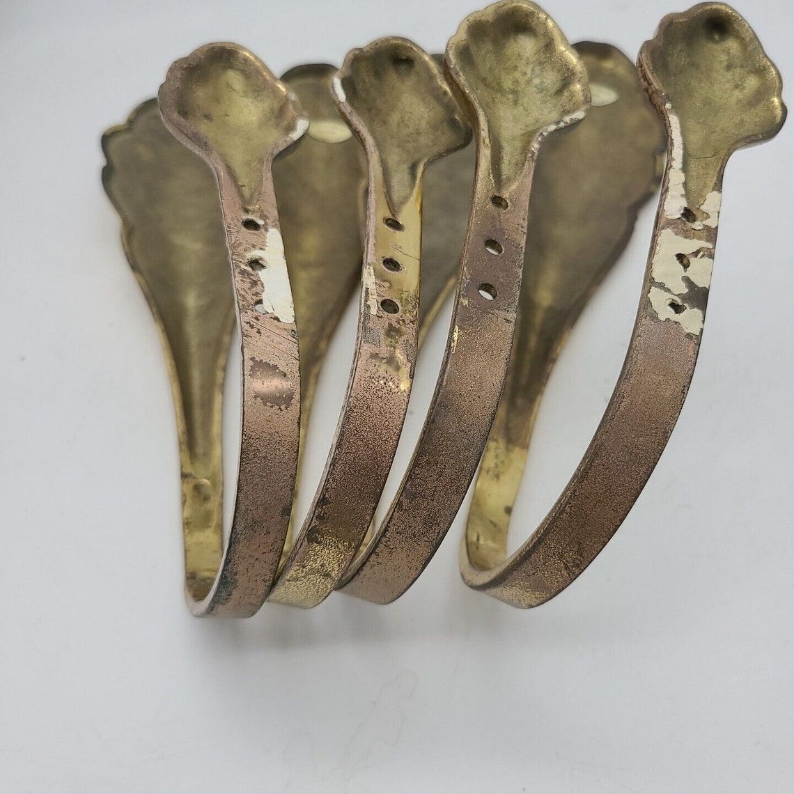 4 Lacquered Brass Brackets Curtain Rod Holders Wall Hooks Vintage MCM ...