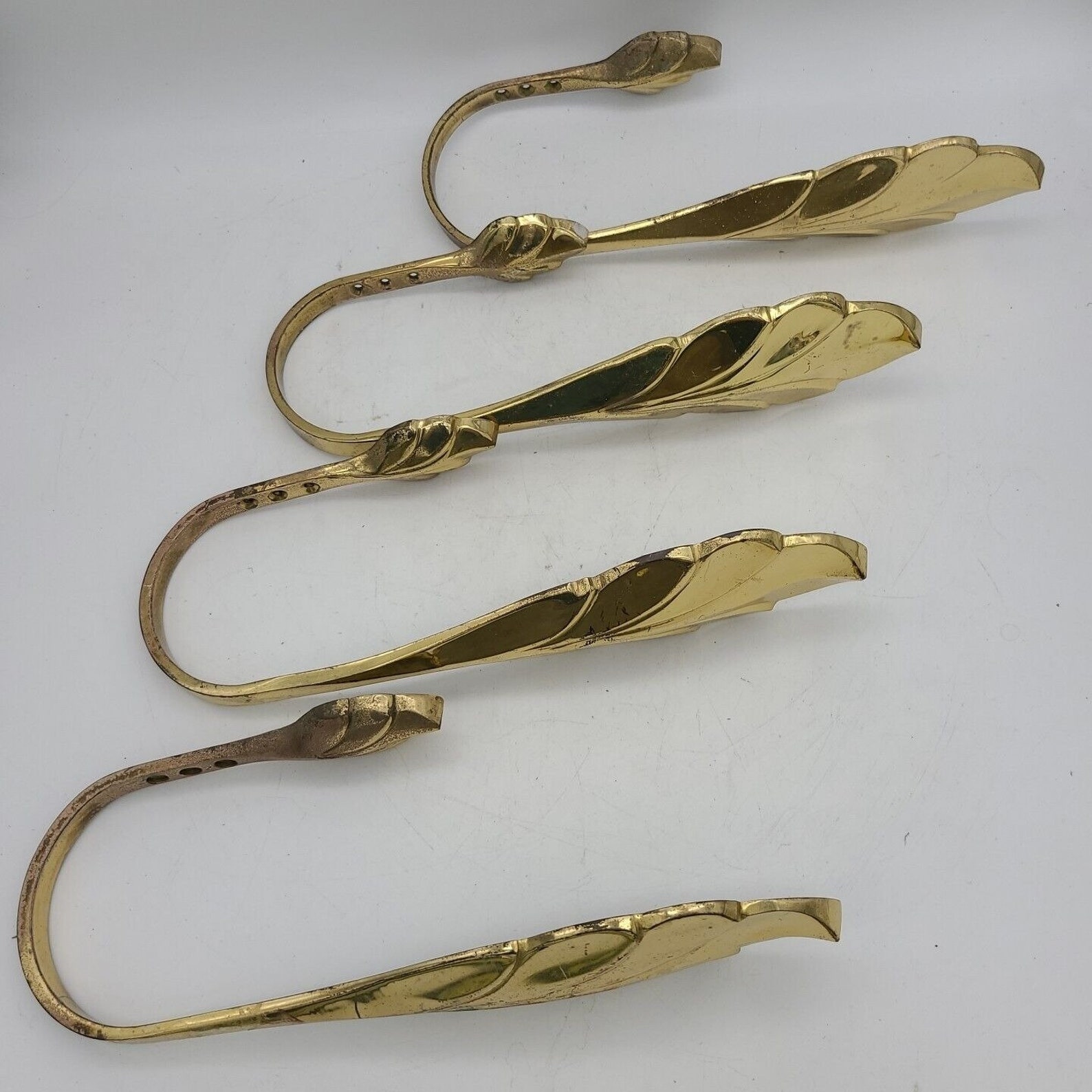 4 Lacquered Brass Brackets Curtain Rod Holders Wall Hooks Vintage MCM ...