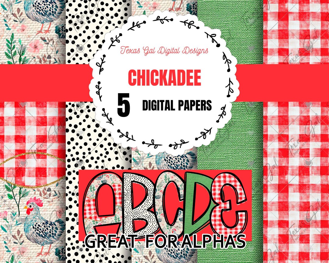 Chicken Digital Paper Bundle, Alphabet Digital Paper, Background ...
