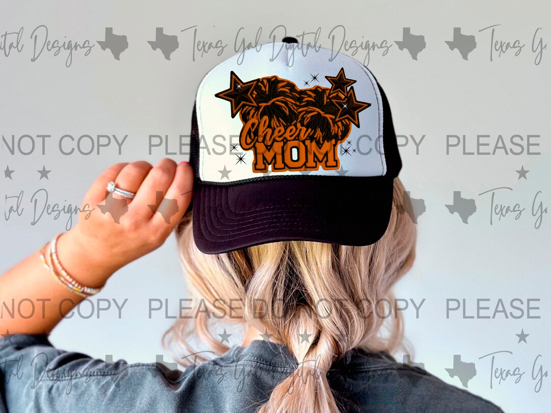 Cheer Mom Hat Patch PNG, Trucker Hat Patch Png, Faux Embroidery Hat ...