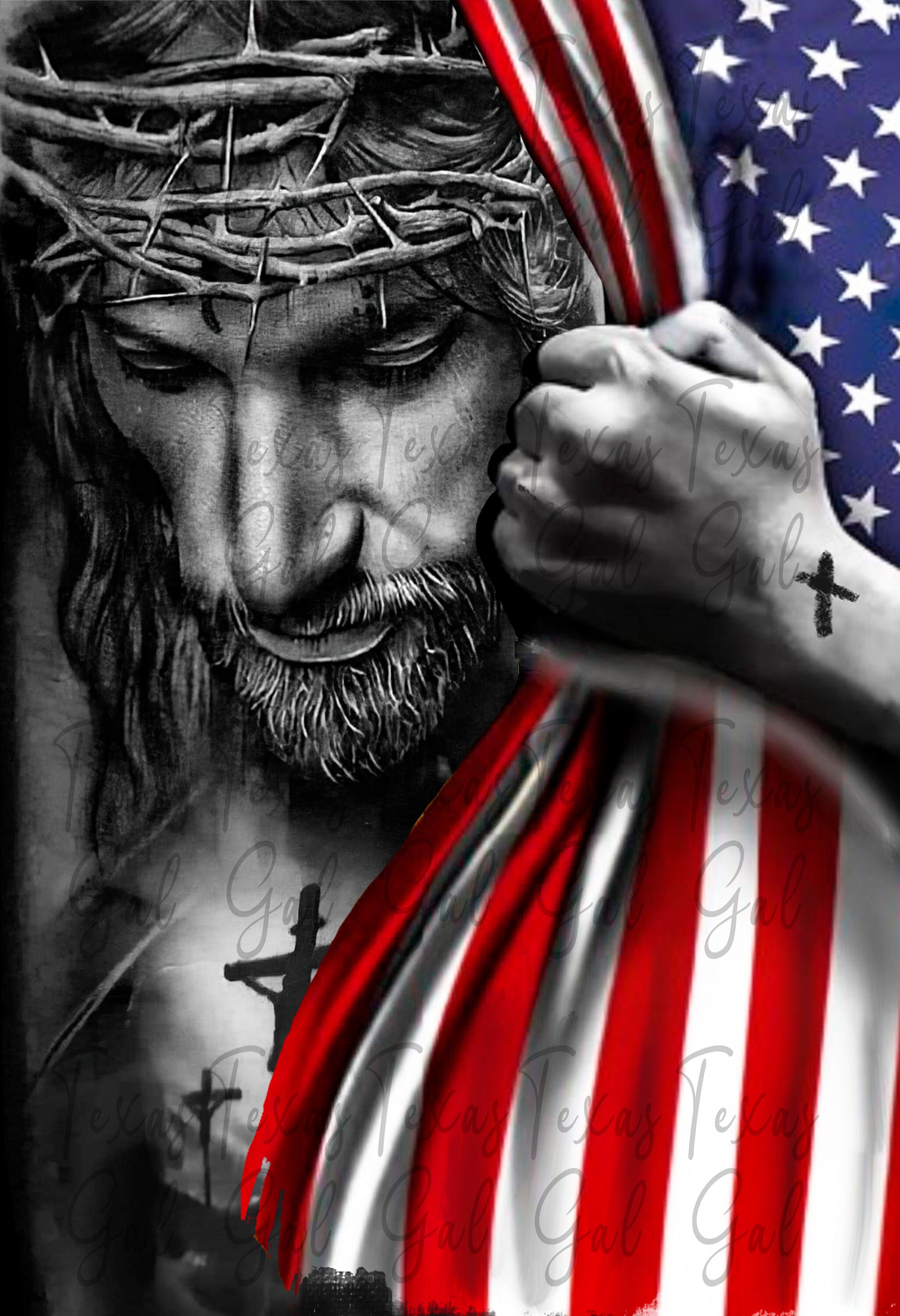 American Flag Garden Flag Jesus Sublimation Digital Download PNG - Etsy