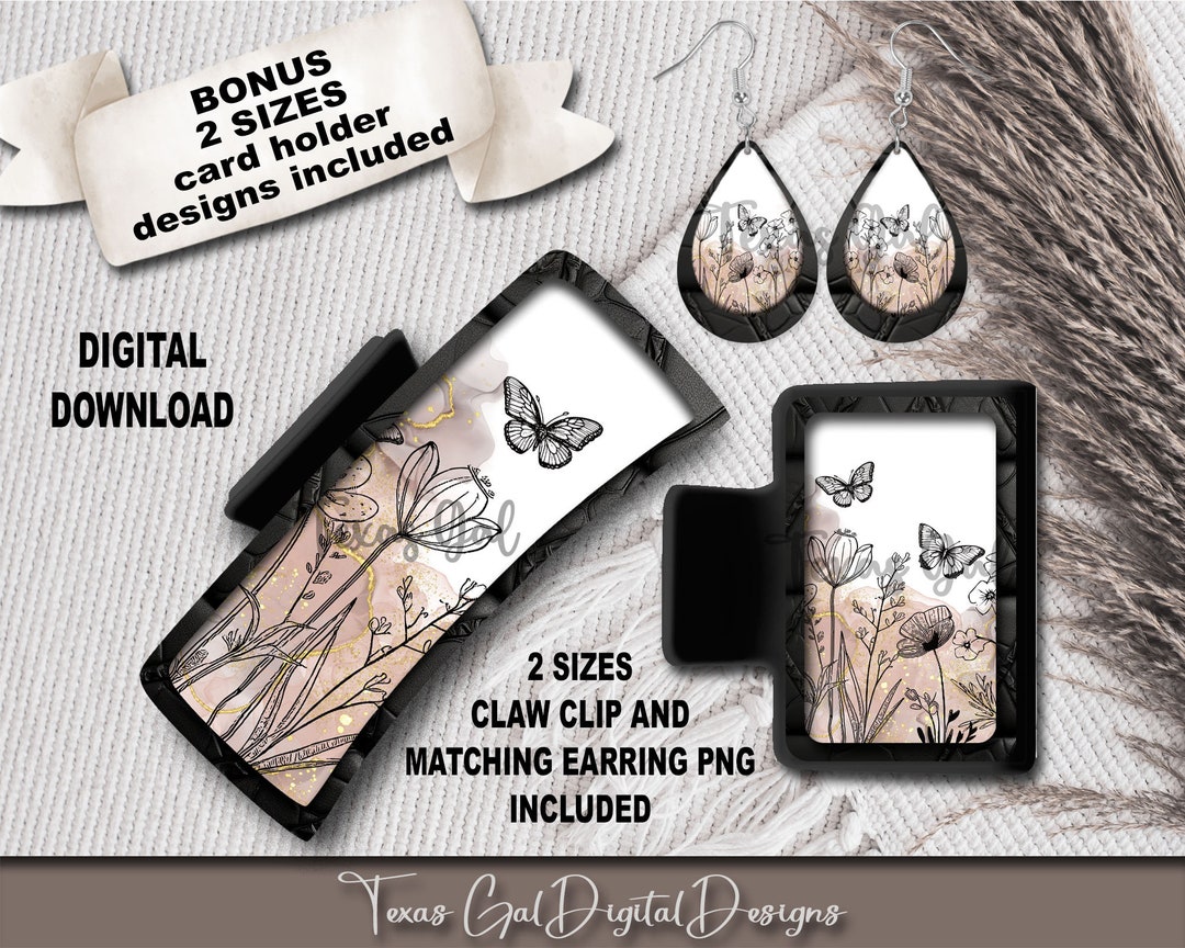 Minimalist Hair Clip and Earring Sublimation Bundle, Large Small Hair ...