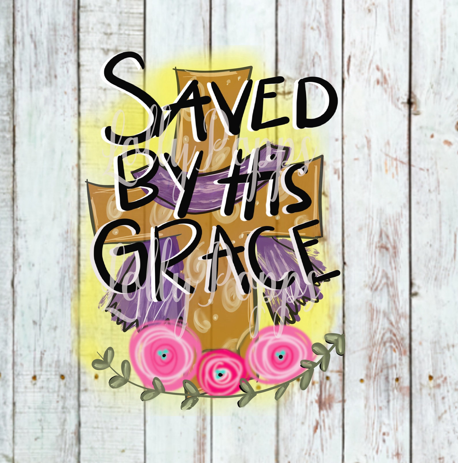 Cross, Saved by His Grace, Watercolor, Digital Download, PNG ...