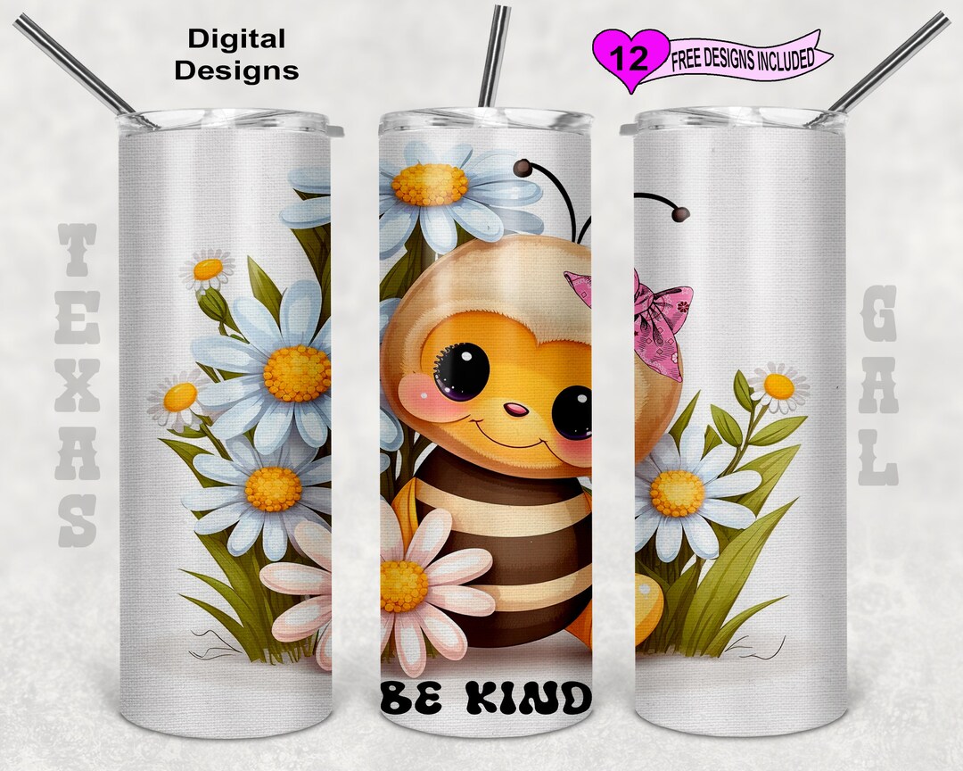 Bee Tumbler Wrap, Be Kind Tumbler Wrap, Watercolor Tumbler Wrap, 20 Oz ...