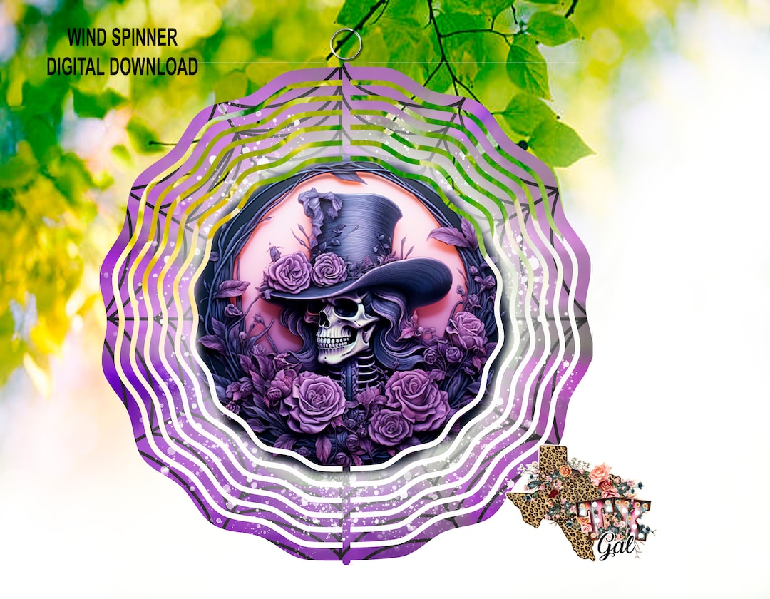 Skeleton Wind Spinner Sublimation PNG, Wind Spinner PNG, Halloween Wind ...
