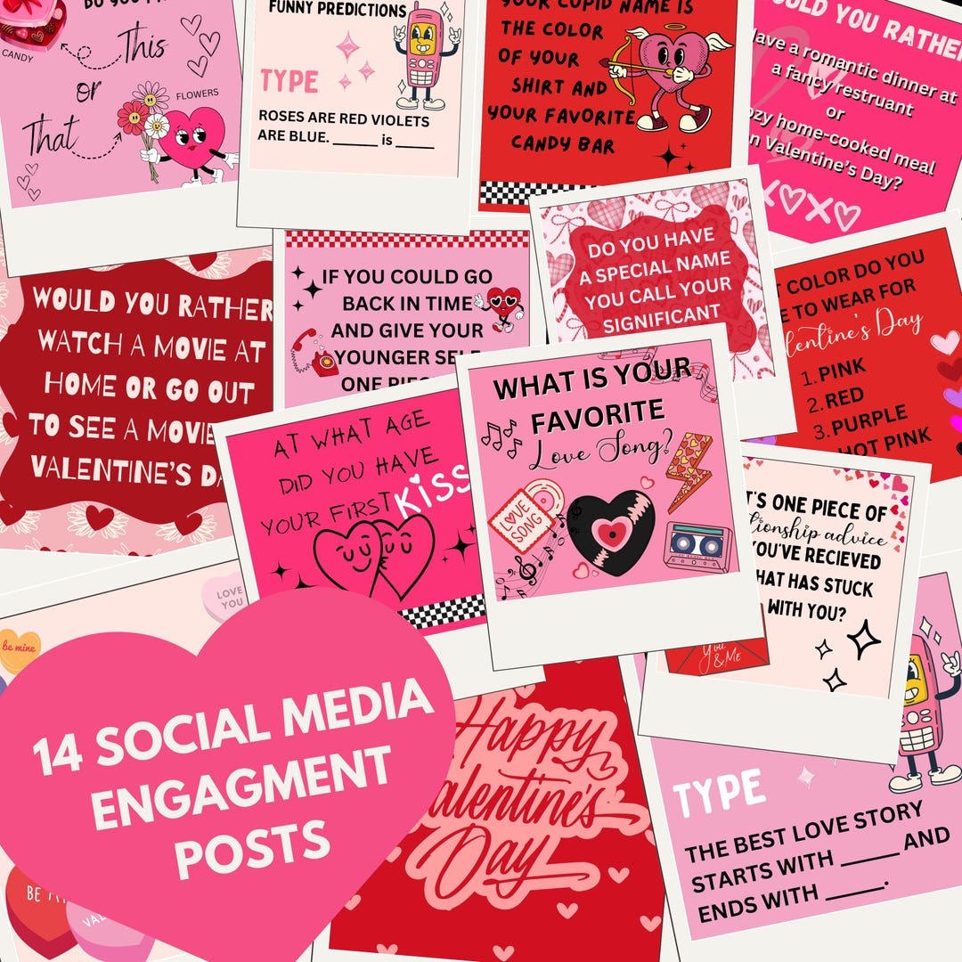 Valentine Engagement Interactive Social Media Bundle, Social Media ...