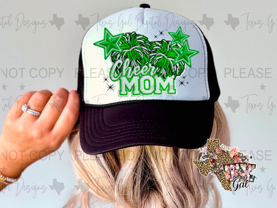 Cheer Mom Hat Patch PNG, Trucker Hat Patch Png, Faux Embroidery Hat ...