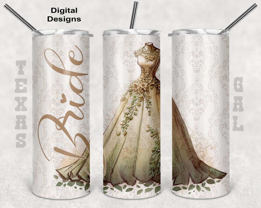 Bride Tumbler Wrap, Wedding Dress Tumbler Wrap, Watercolor Tumbler Wrap ...