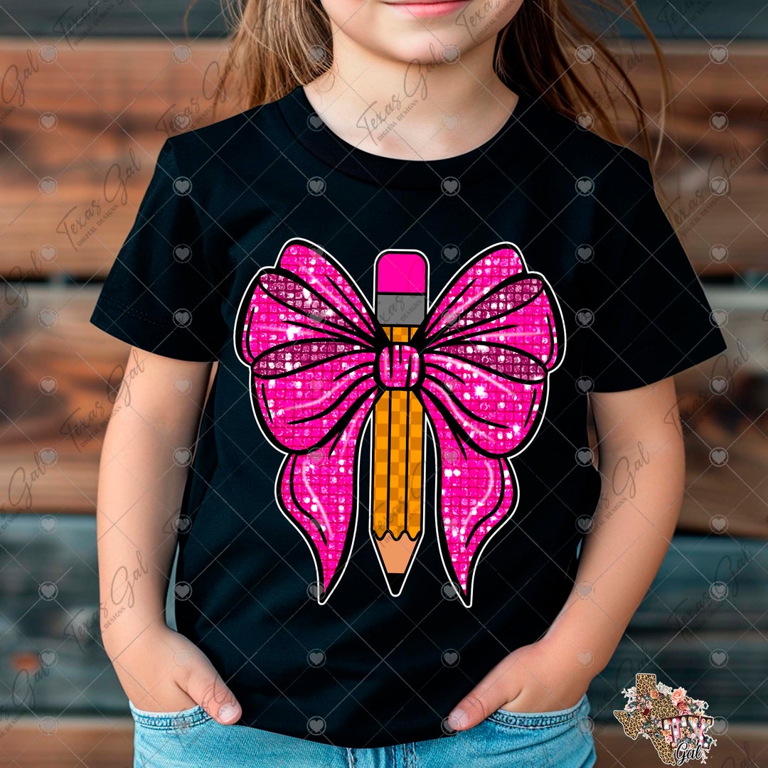 School Coquette Bow PNG, First Day of School PNG, Pencil Png, School ...