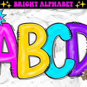 Highlighted Doodle Alphabet PNG, Alpha Bundle Set, Doodle Letters ...