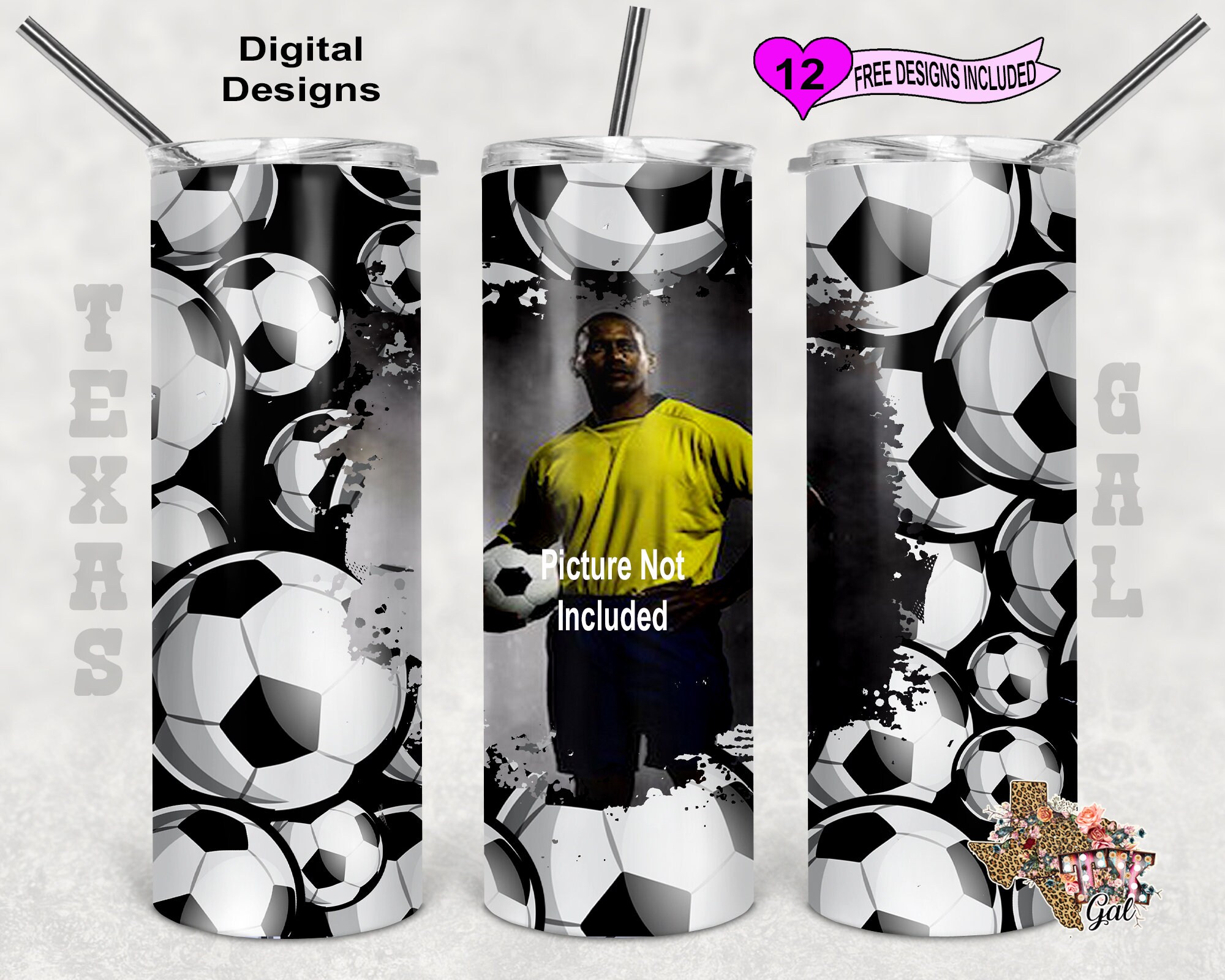 Soccer Tumbler Wrap PNG, Frame Tumbler Wrap, Picture Frame Tumbler, 20 ...