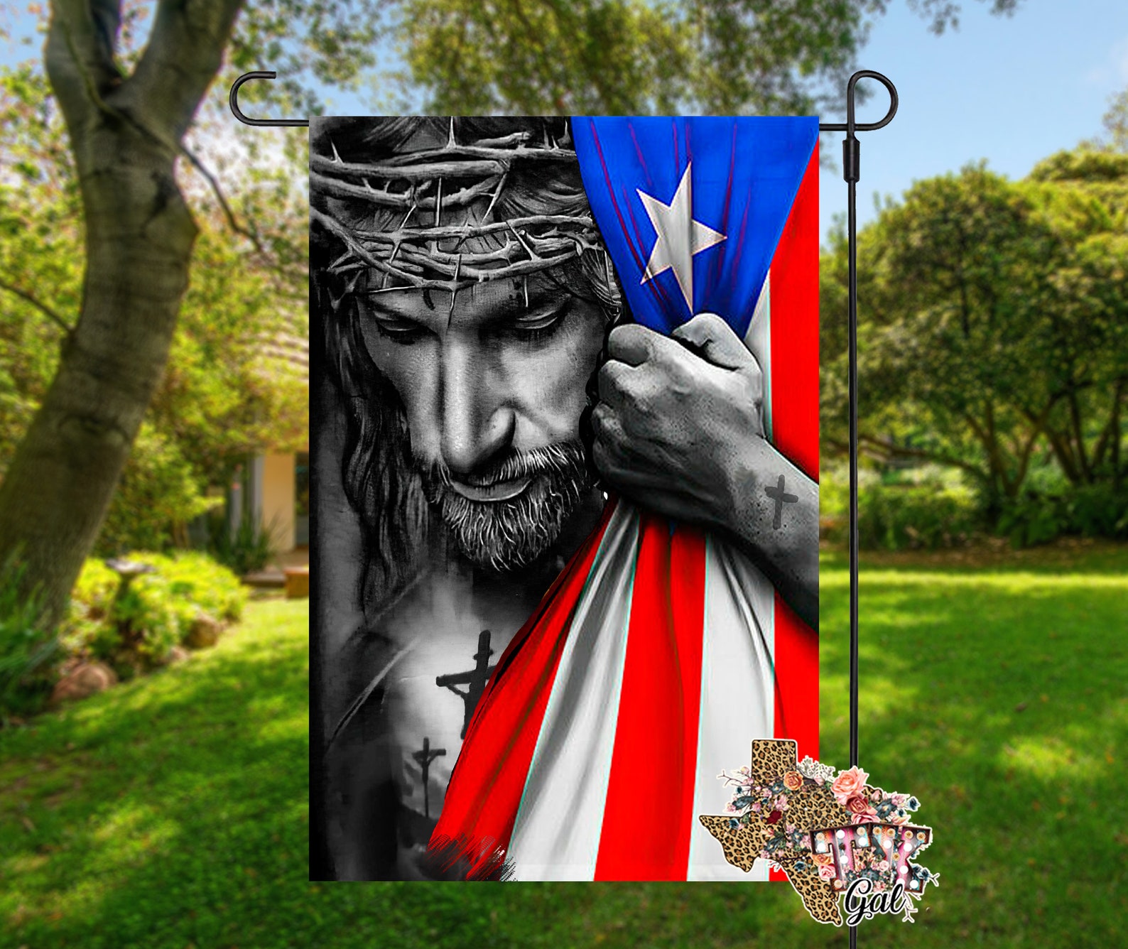 Puerto Rico Garden Flag Jesus Sublimation Digital Download PNG - Etsy