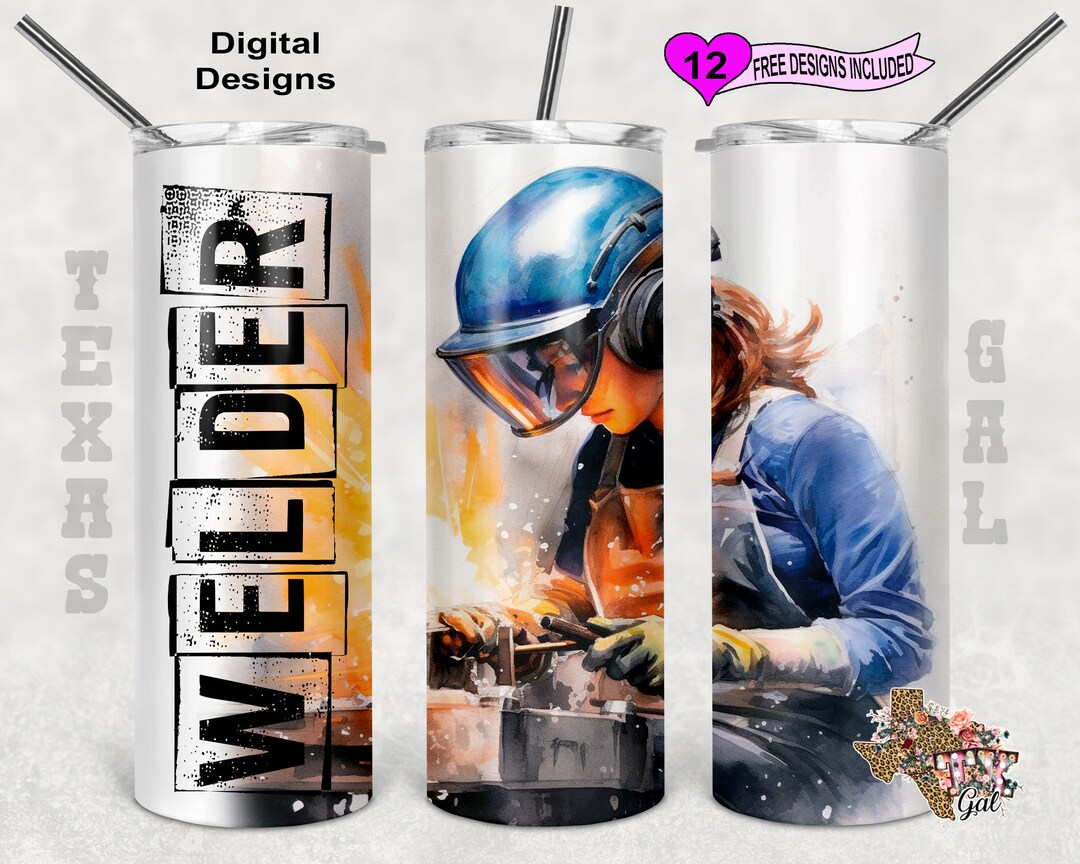 Welder Woman Tumbler Wrap, Watercolor Tumbler Wrap, 20oz Sublimation ...