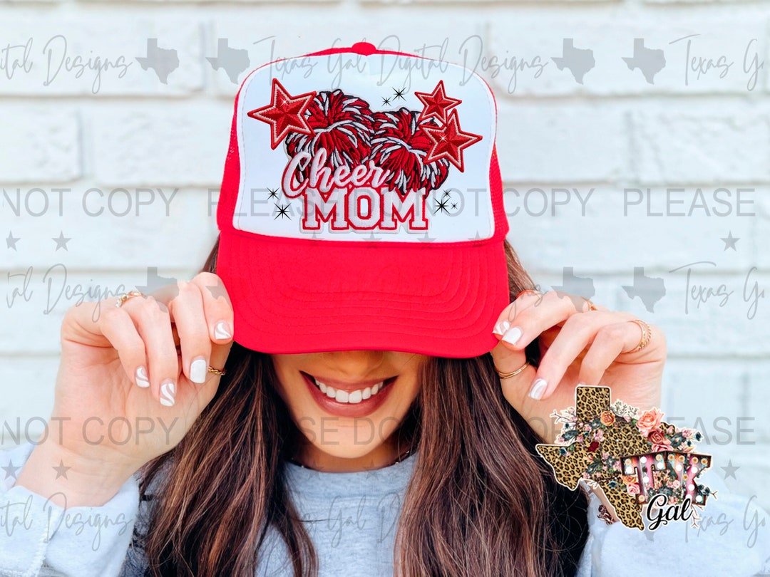 Cheer Mom Hat Patch PNG, Trucker Hat Patch Png, Faux Embroidery Hat ...