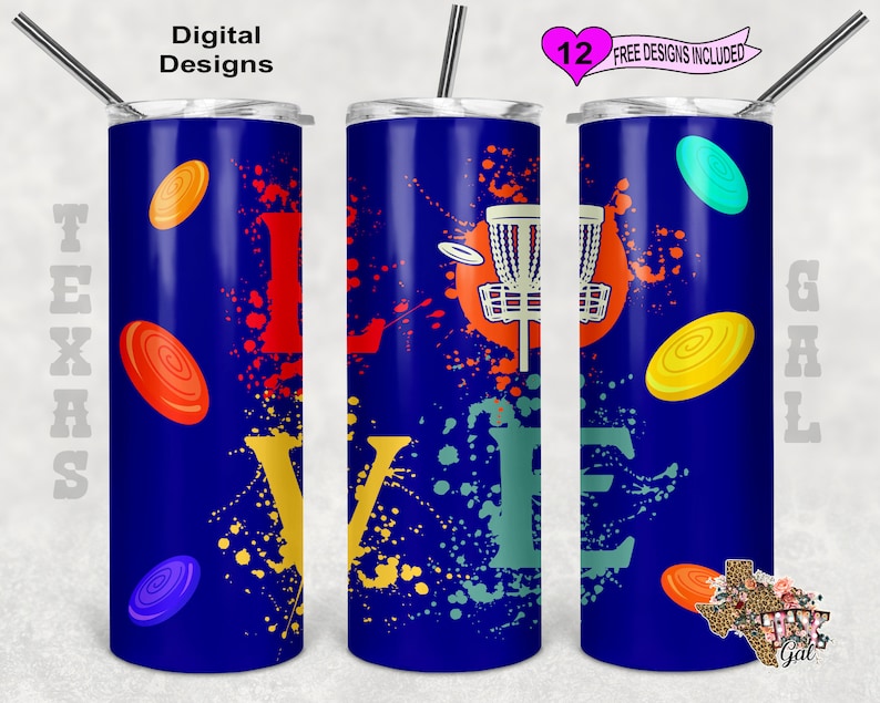 Disc Golf Tumbler Wrap, 20oz Sublimation Tumbler PNG, Digital Download ...