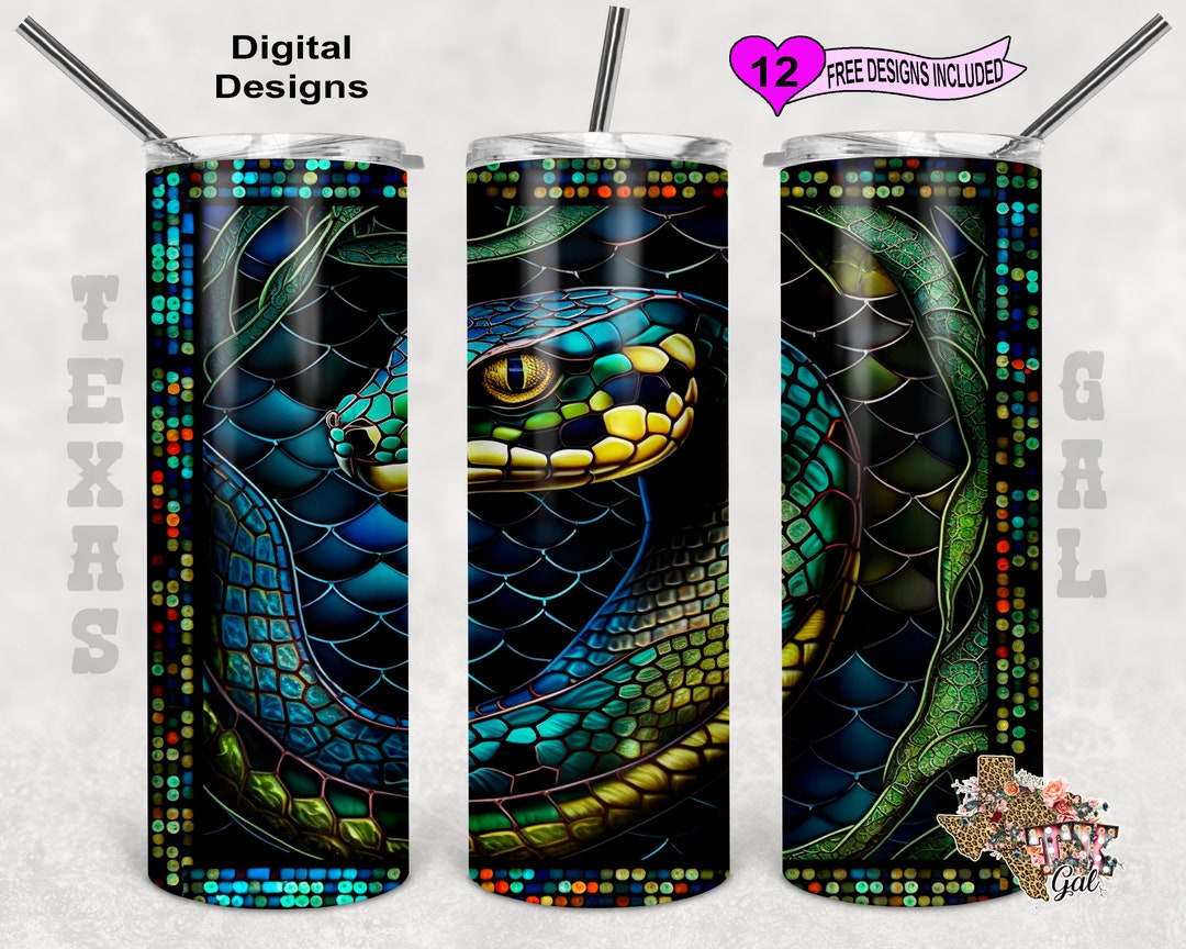 Stain Glass Tumbler Wrap Python Stain Glass 20 Oz Skinny - Etsy