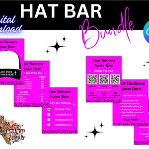 Trucker Hat Bar Editable Template Bundle, Hat Bar Printable Templates ...