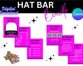 Trucker Hat Bar Editable Template Bundle, Hat Bar Printable Templates ...
