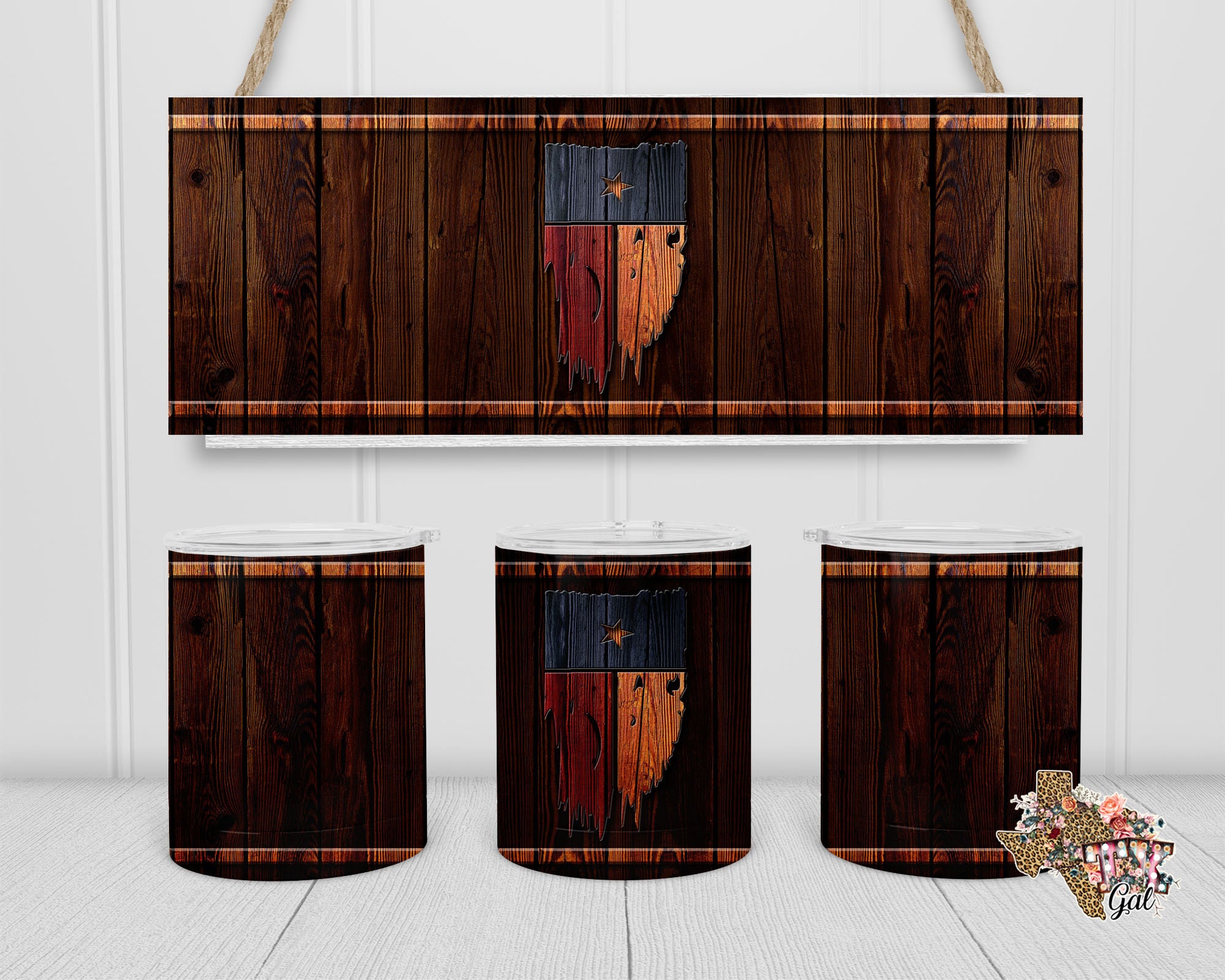 Wood Texas Flag Low Ball 10oz Straight Sublimation Design PNG Instant ...