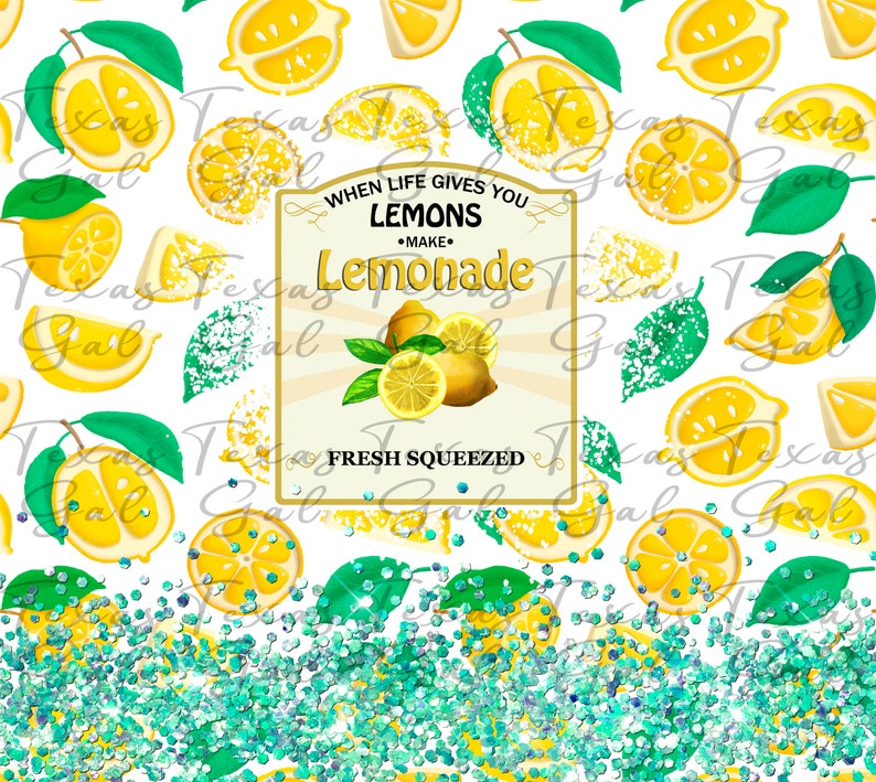 20 Oz Skinny Tumbler Lemons Lemonade Glitter Sublimation - Etsy