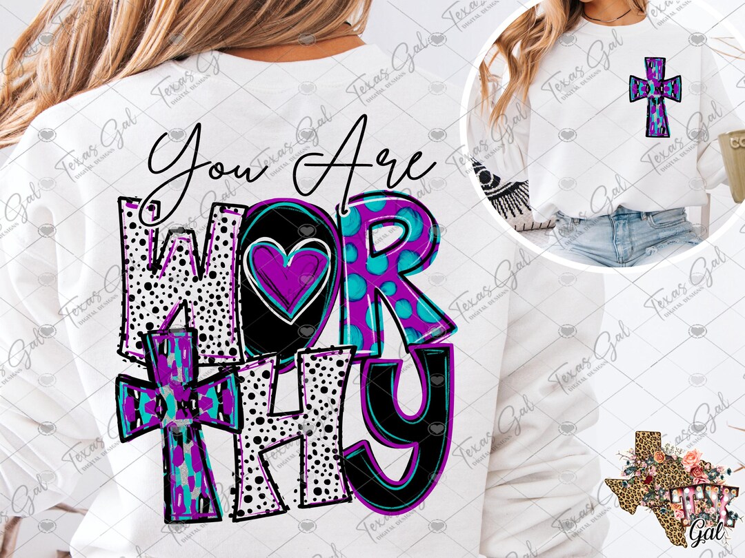 You Are Worthy PNG, Hand Drawn Cross Png, Inspirational PNG, Self Love ...