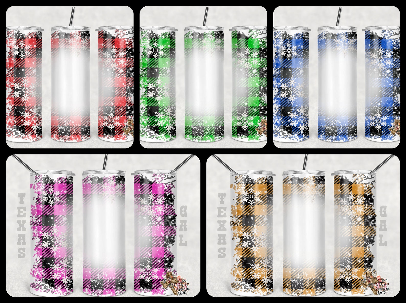 20 Oz Skinny Tumbler Bundle Buffalo Plaid Bleach Monogram - Etsy