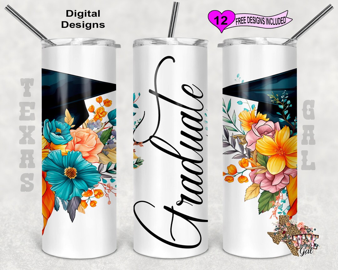 Graduate Tumbler Wrap, Graduation Tumbler, Watercolor Tumbler Wrap, 20 ...