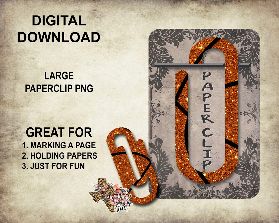 Large Paperclip Sublimation, Basketball Paperclip, Paperclip PNG ...