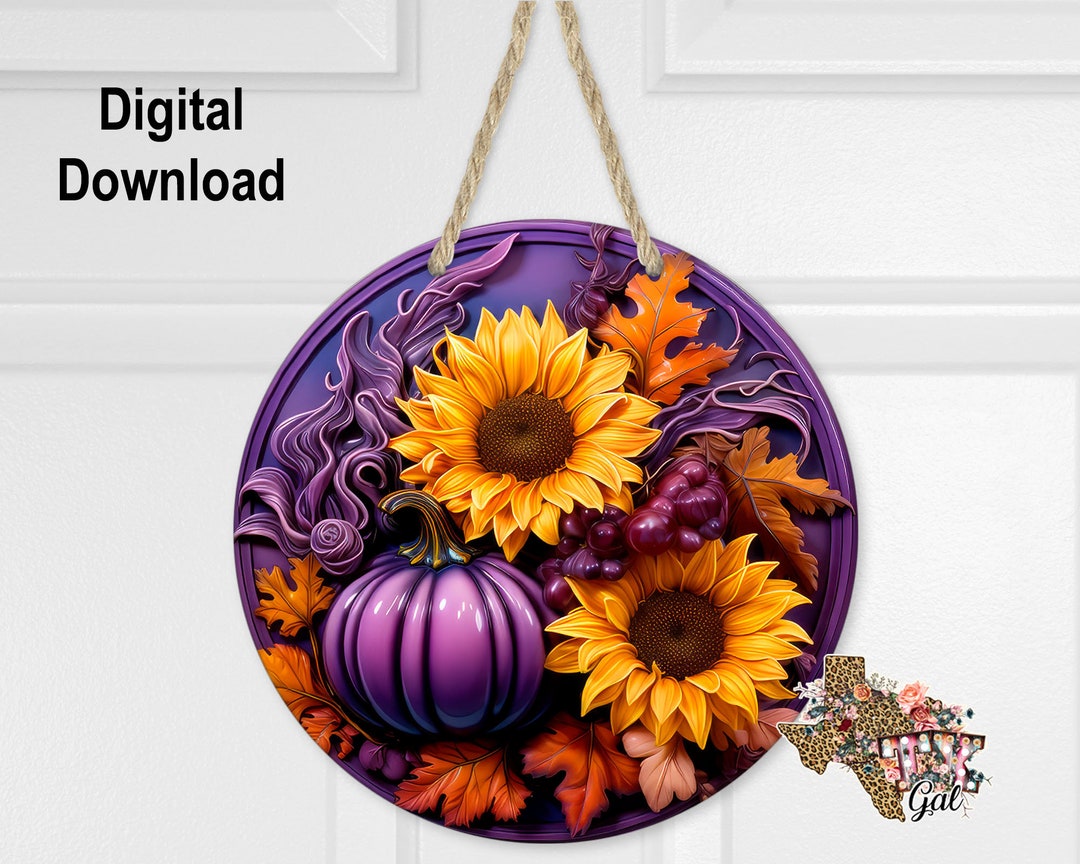 Round Sublimation Door Hanger 3D Fall Design for Hardboard Blanks, Fall ...