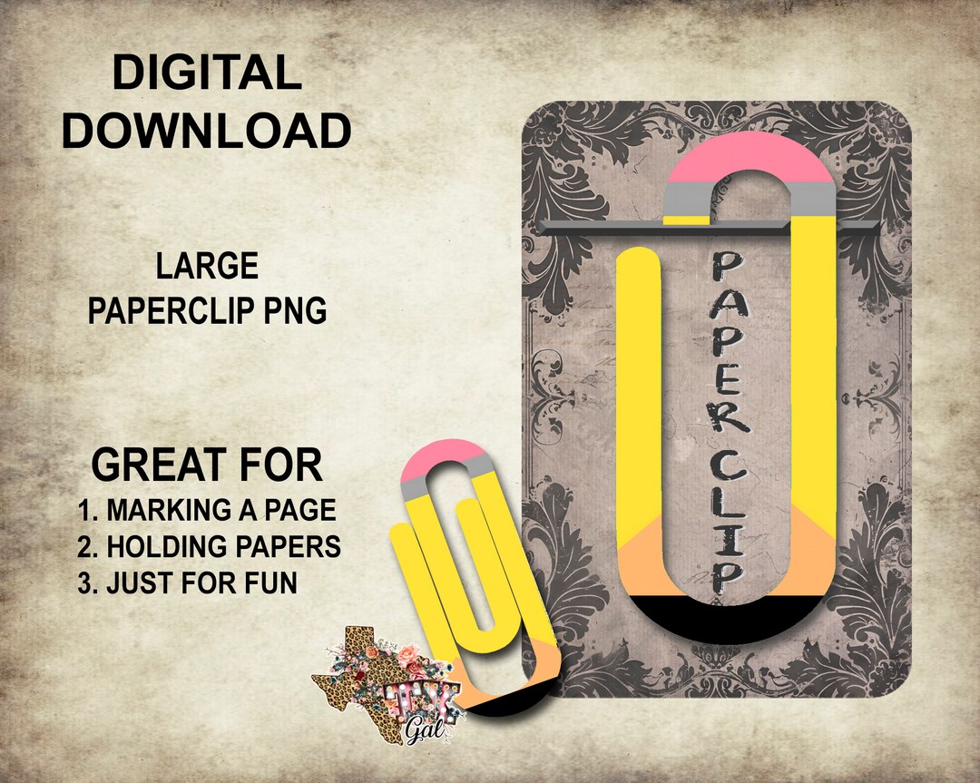 Large Paperclip Sublimation, Pencil Paperclip PNG, School Paperclip PNG ...