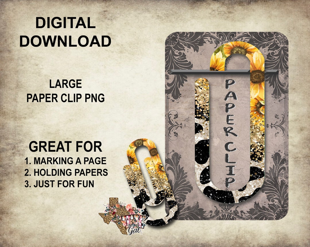Large Paperclip Sublimation, Sunflower Paperclip PNG, Leopard Paperclip ...
