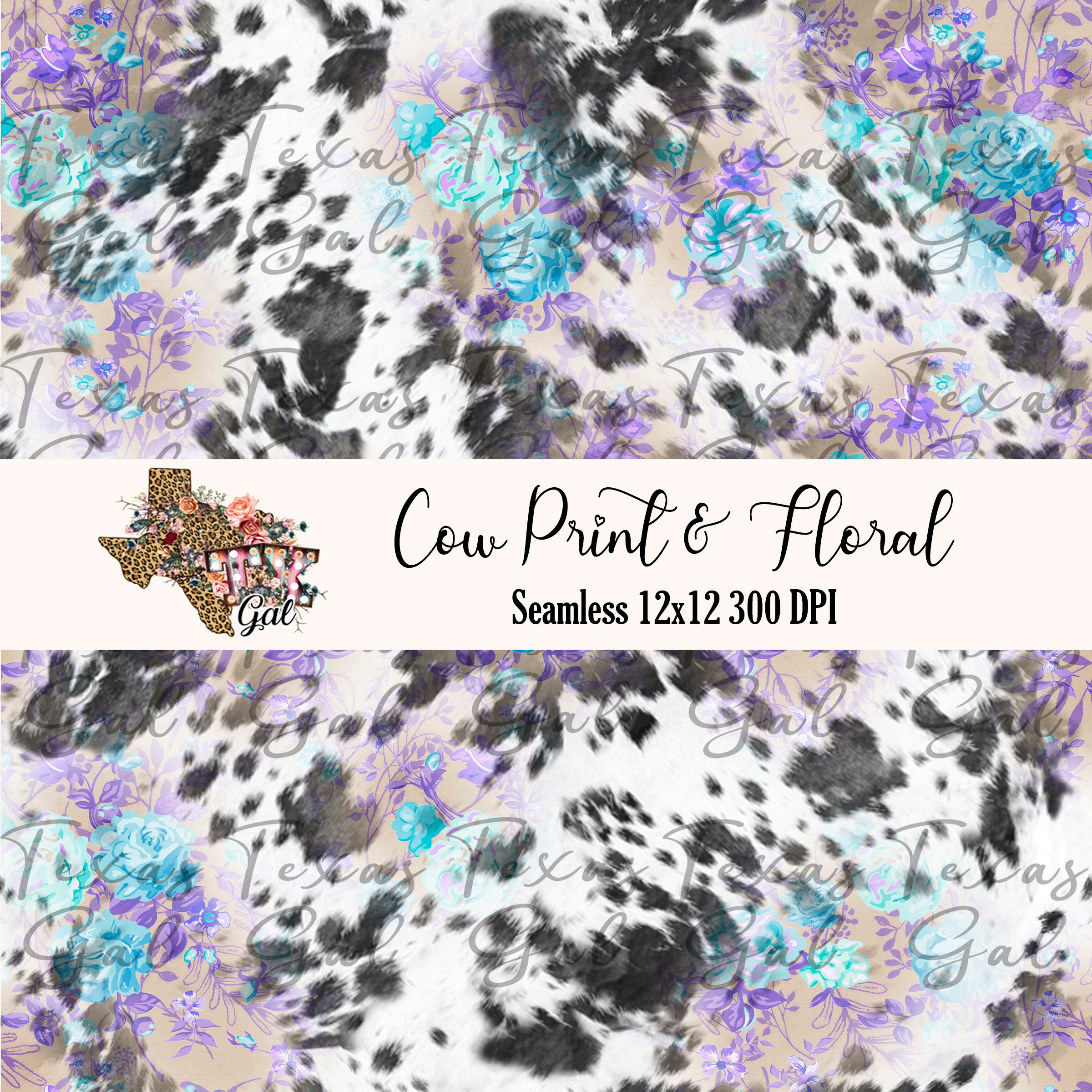 Cow Floral Digital Paper Background Scrapbook Paper Download Download ...