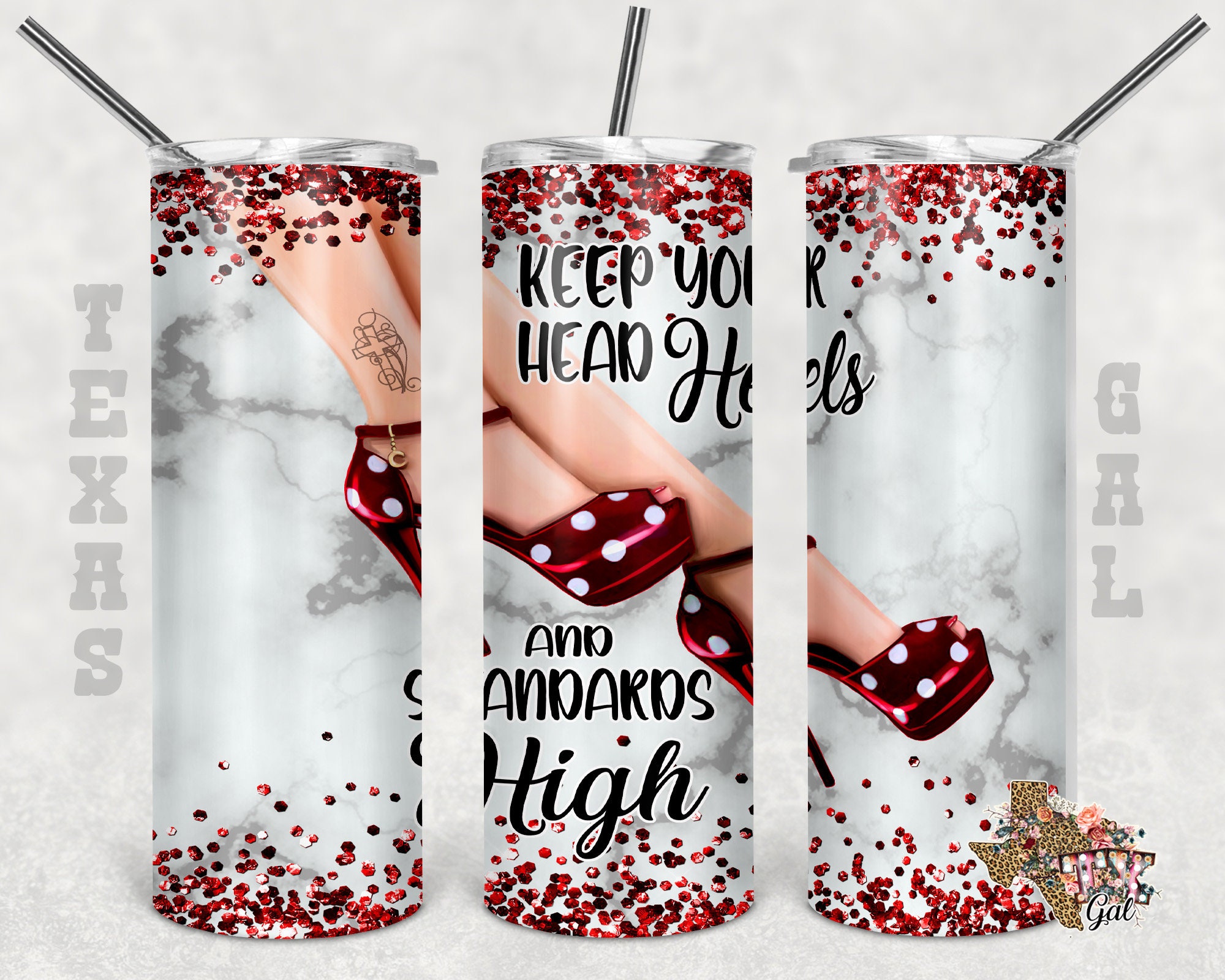 High Heels Glitter Tumbler Design 20 Oz Skinny Tumbler Etsy
