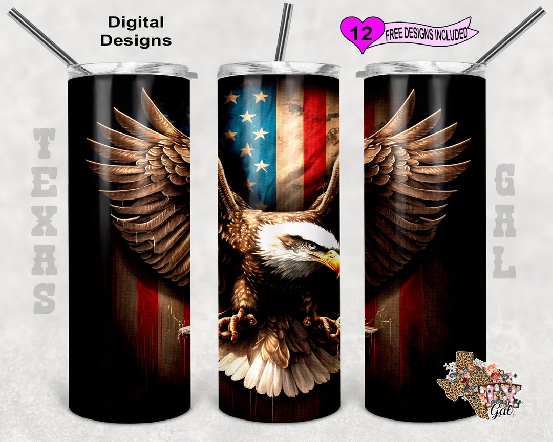 Eagle Tumbler Wrap, American Flag Tumbler Wrap, Wood Tumbler PNG, 20 Oz Skinny Tumbler ...