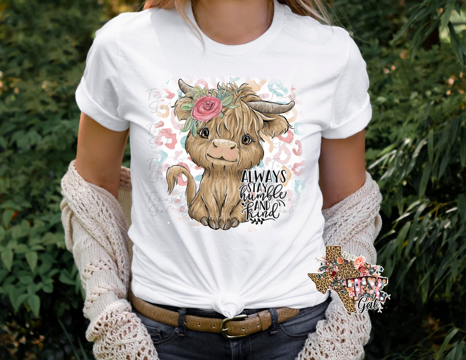 Always Stay Humble and Kind PNG Highland Cow Shirt Design - Etsy