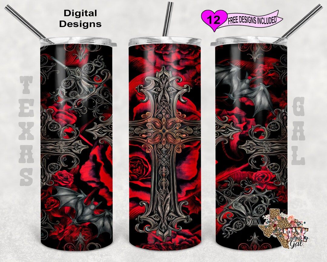 Gothic Cross Tumbler Wrap, Cross Tumbler, Halloween Wrap, Gothic Wrap ...